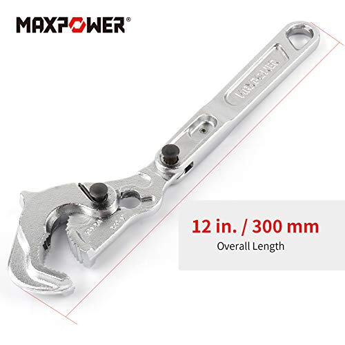 MAXPOWER Self-adjusting Pipe Wrench 12 inch, Quick Release 180 Degree