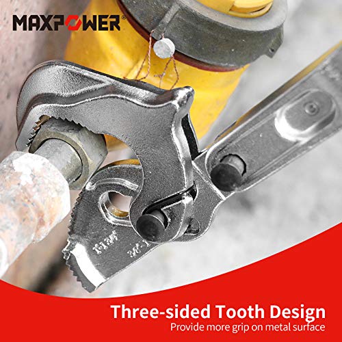 MAXPOWER Self-adjusting Pipe Wrench 12 inch, Quick Release 180 Degree